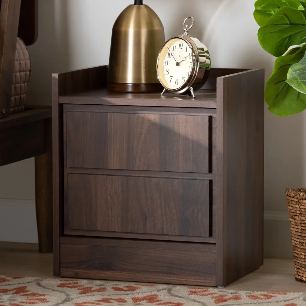 Contemporary Walnut Nightstand - Culturizm